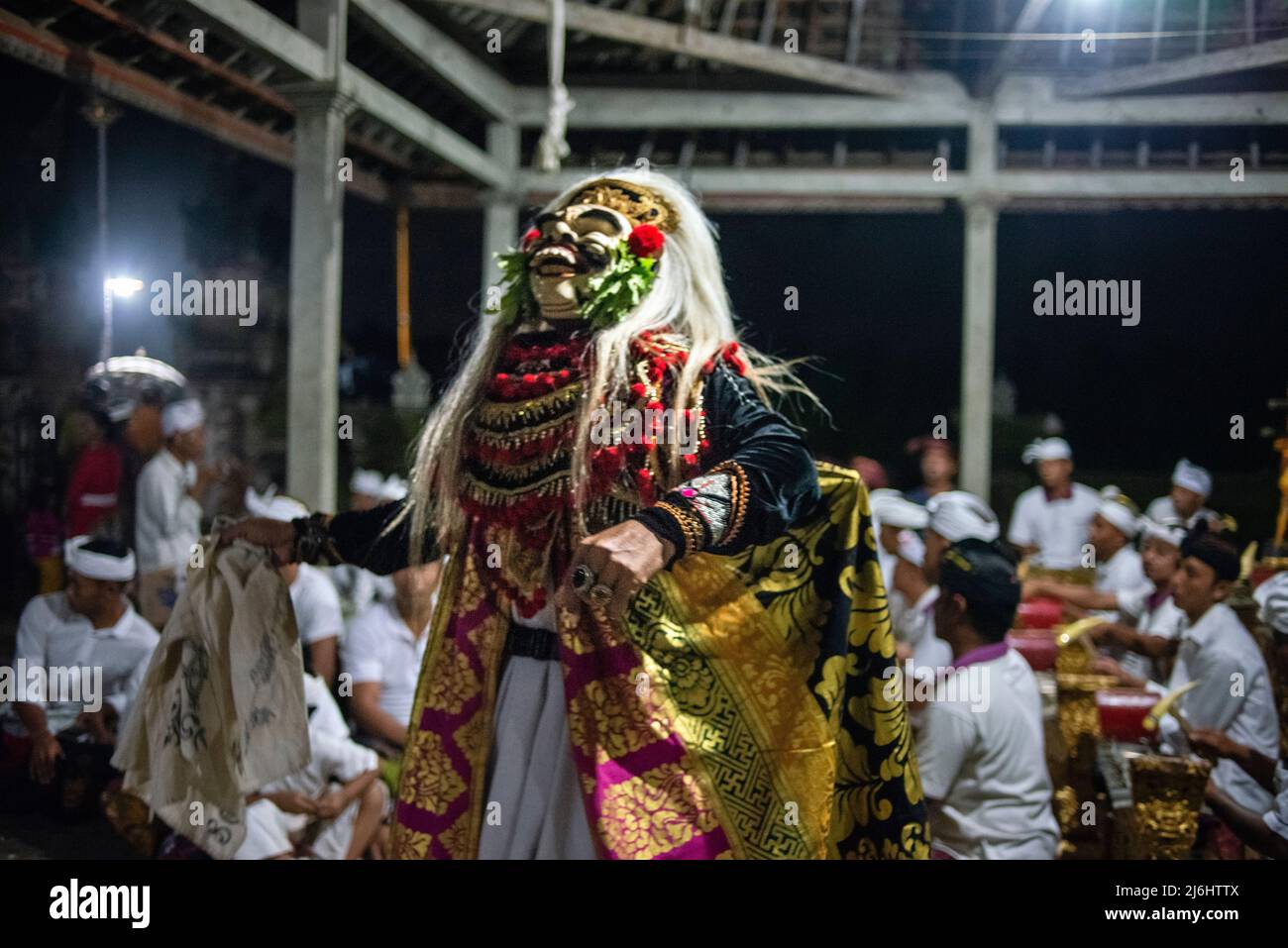 Balinese Hindu religious ceremony and dances in the village temple near ...