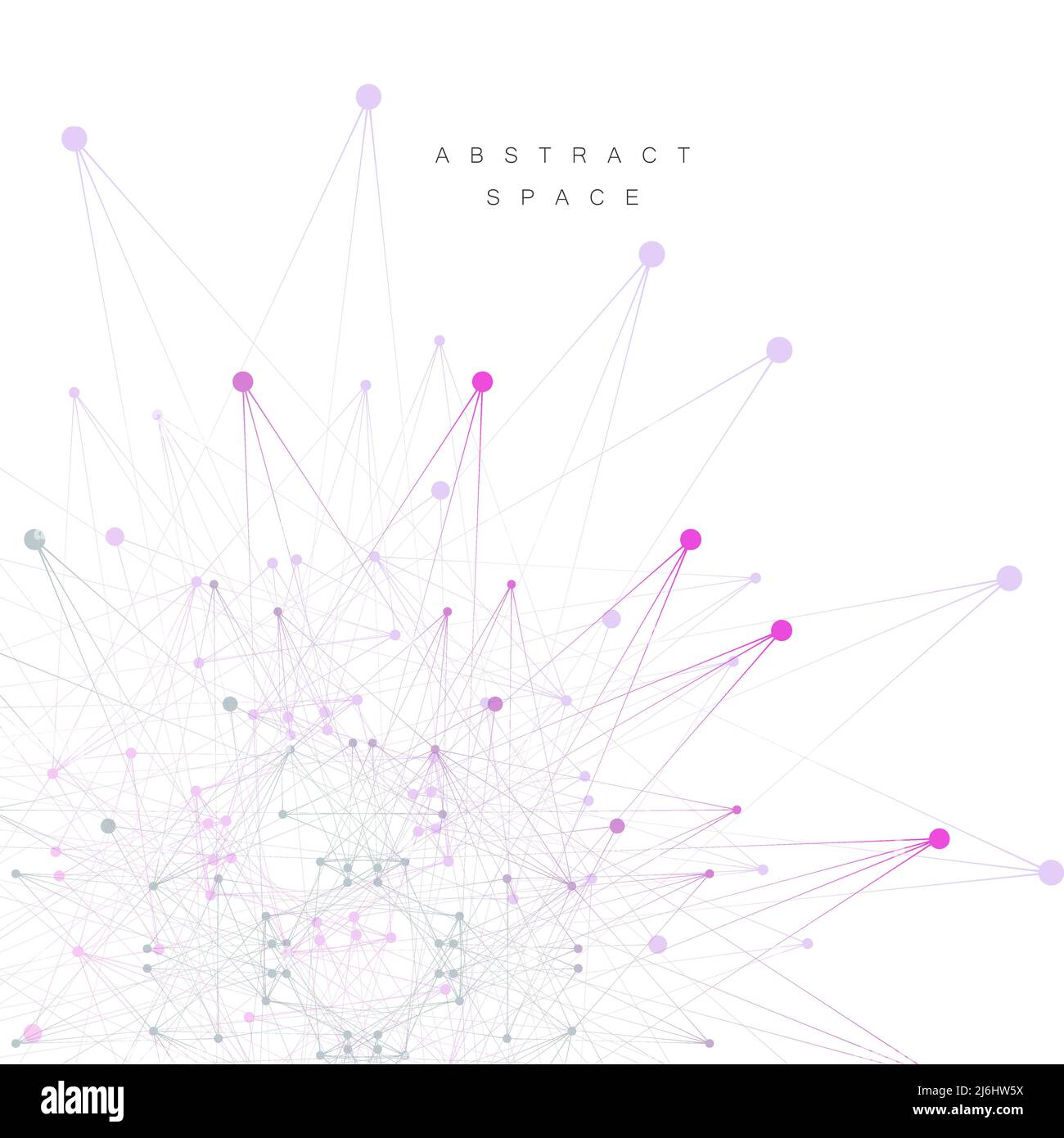 Abstract molecular compound of gray color with dots and lines. Chemical ...