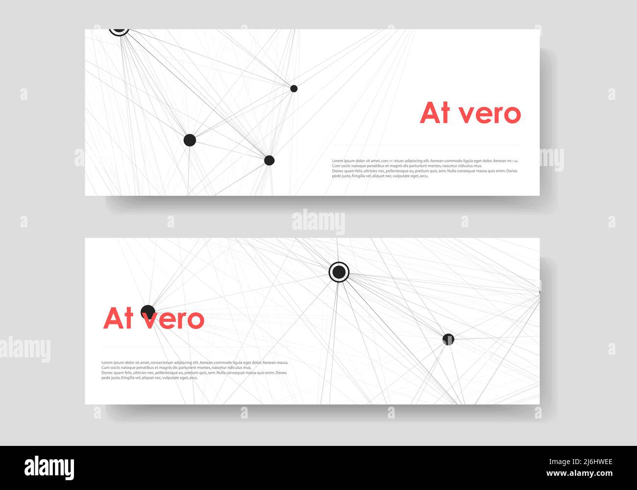 Abstract vector two long banners with black molecules on white ...