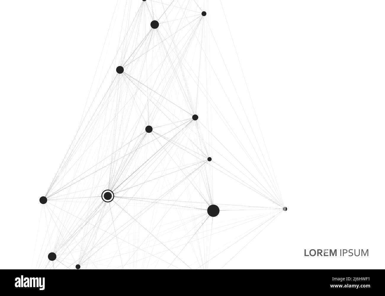Vector abstract molecule of black color with large and small dots on ...