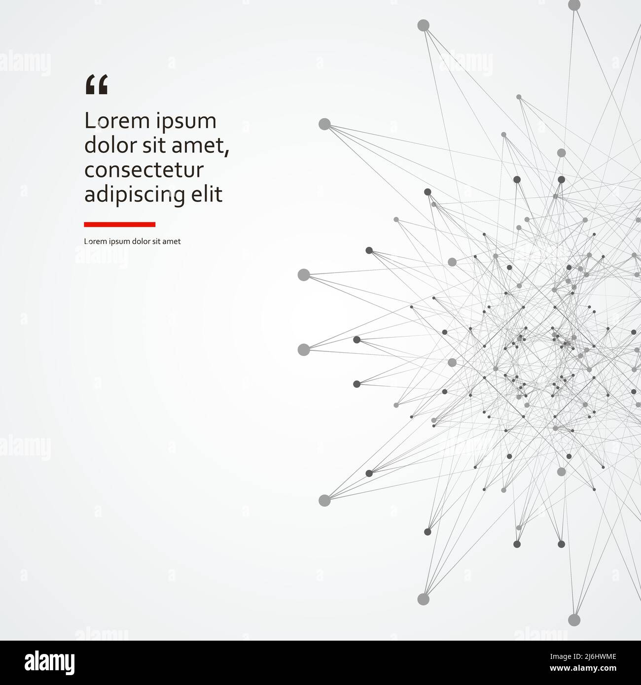Abstract molecular compound of gray color with dots and lines. Chemical ...