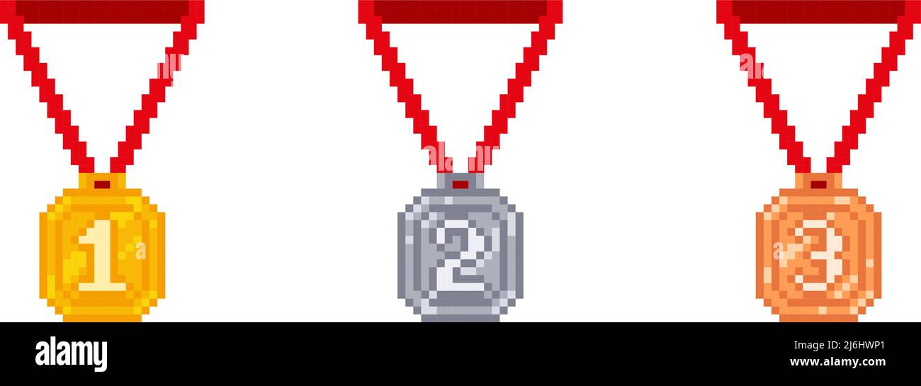 Set of medals in pixel art design Stock Vector Image & Art - Alamy