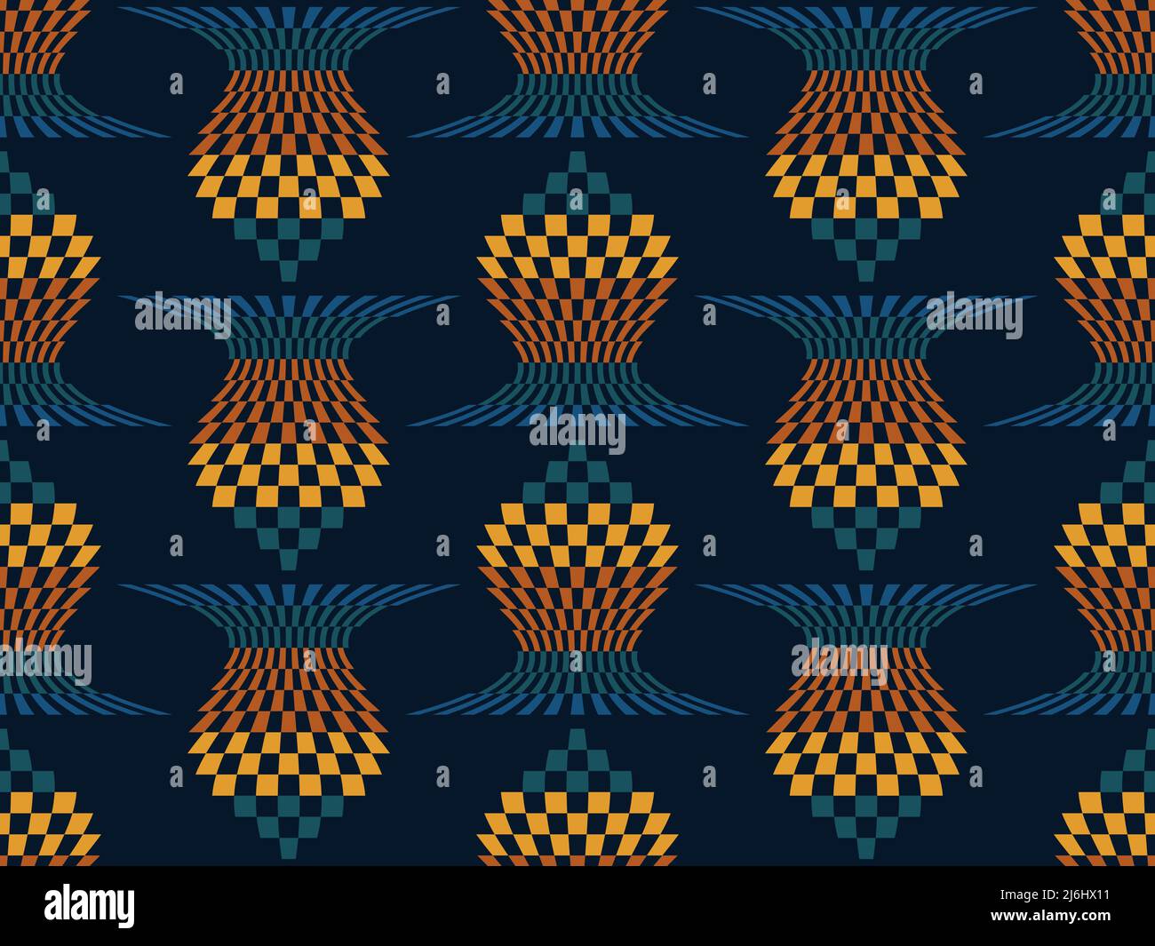 Checkered abstract seamless pattern. Distorted grid of their squares in ...