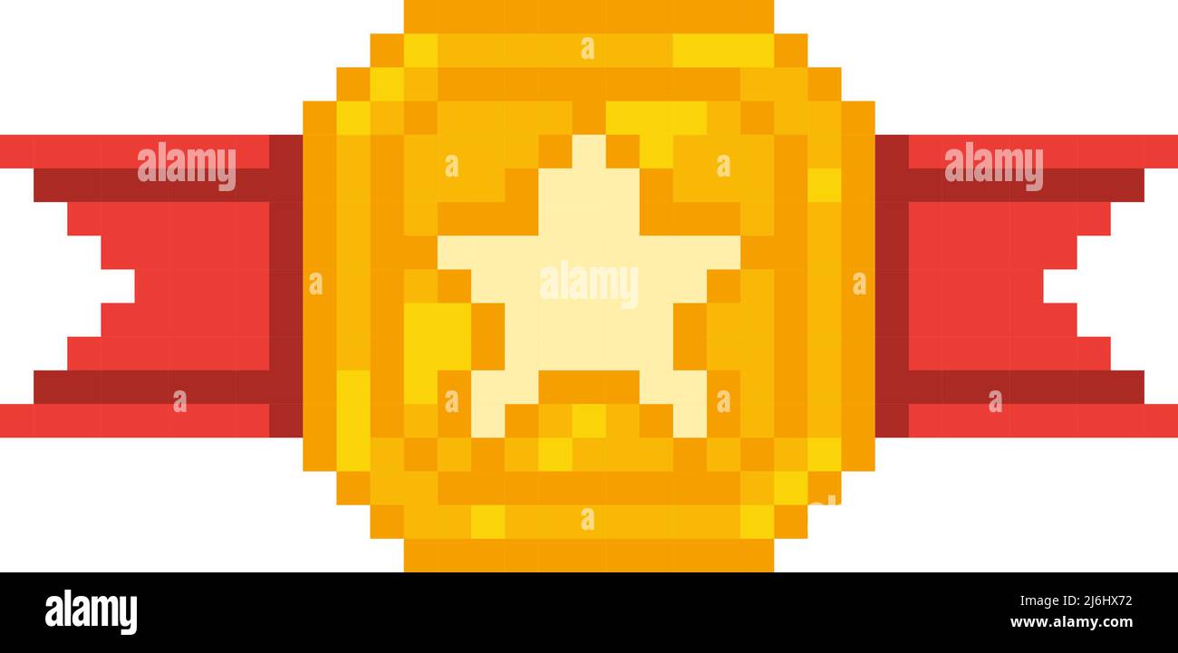 Pixel art medal icon for 8bit game on white background Stock Vector ...