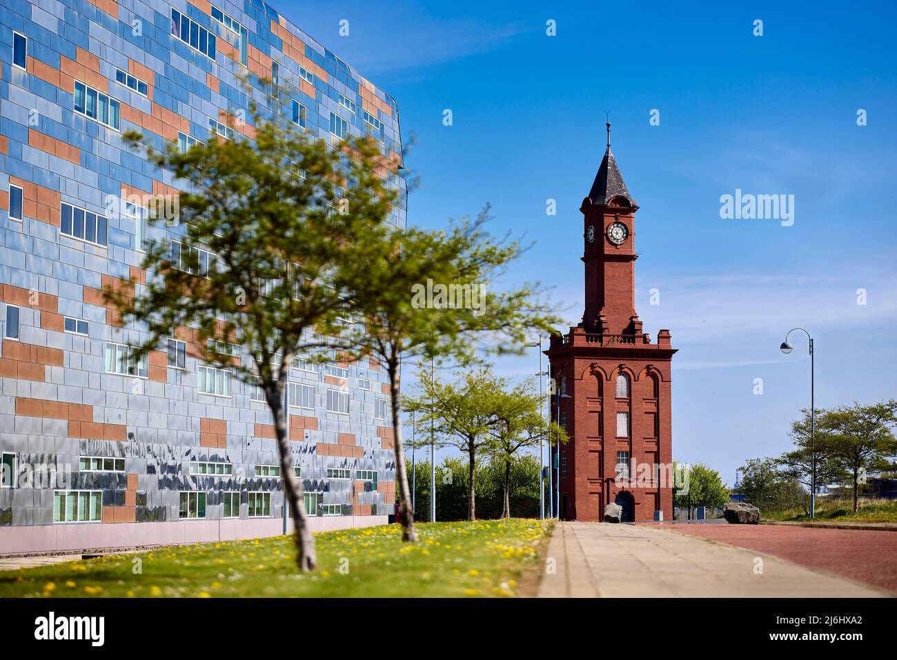Clock tower at Middlehaven Middlesbrough Stock Photo - Alamy