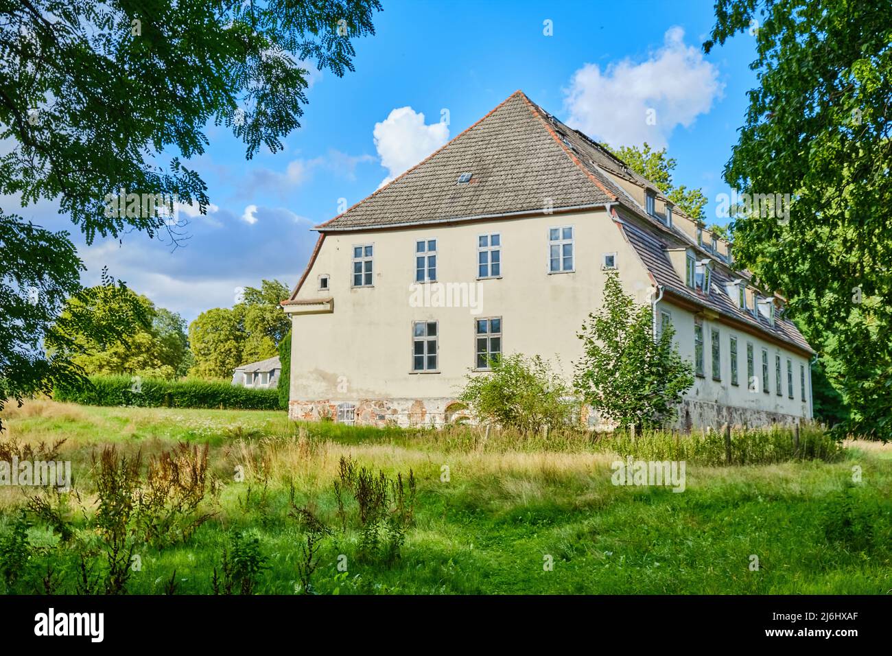 Historical Baroque Nehringen Manor House from the early 18th century, community of Grammendorf ...