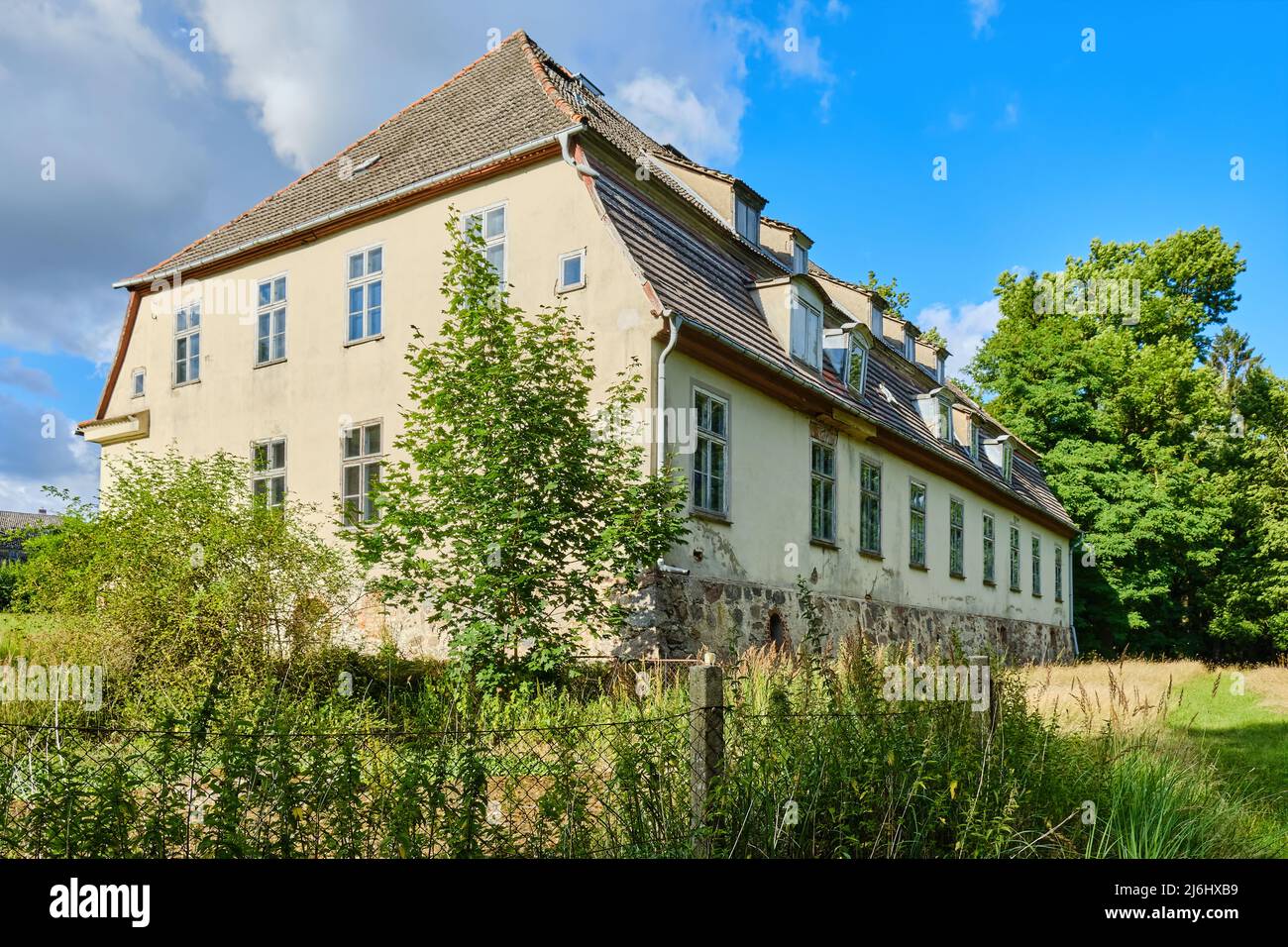 Historical Baroque Nehringen Manor House from the early 18th century, community of Grammendorf ...