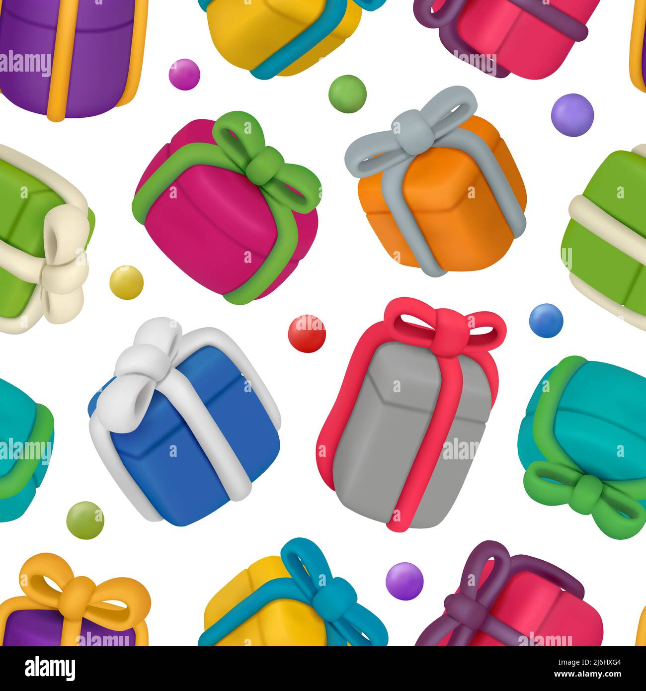 Boxes pattern. Gift plasticine containers with ribbons decent vector ...