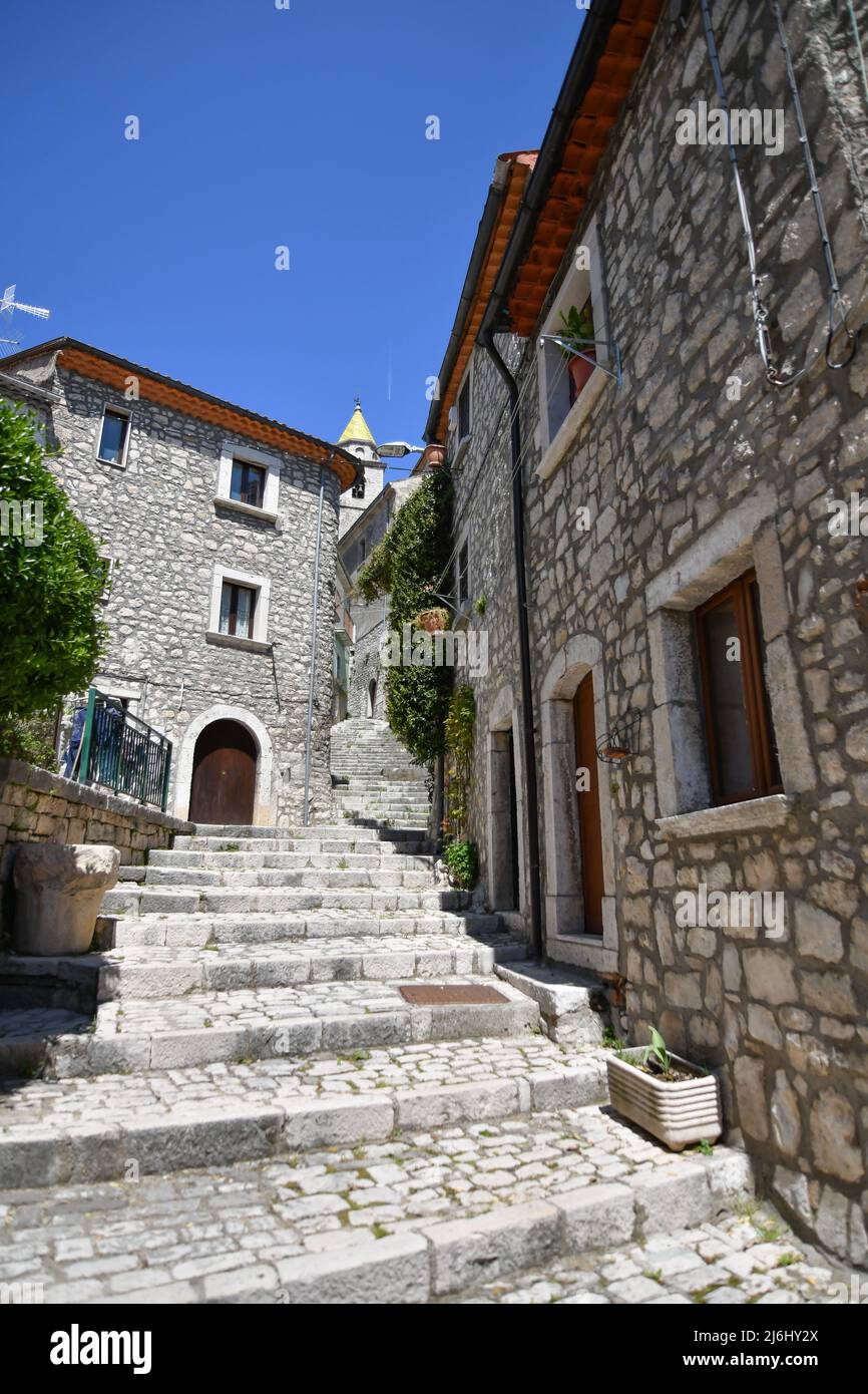 A narrow street in Sepino, a small village in Molise region, Italy ...