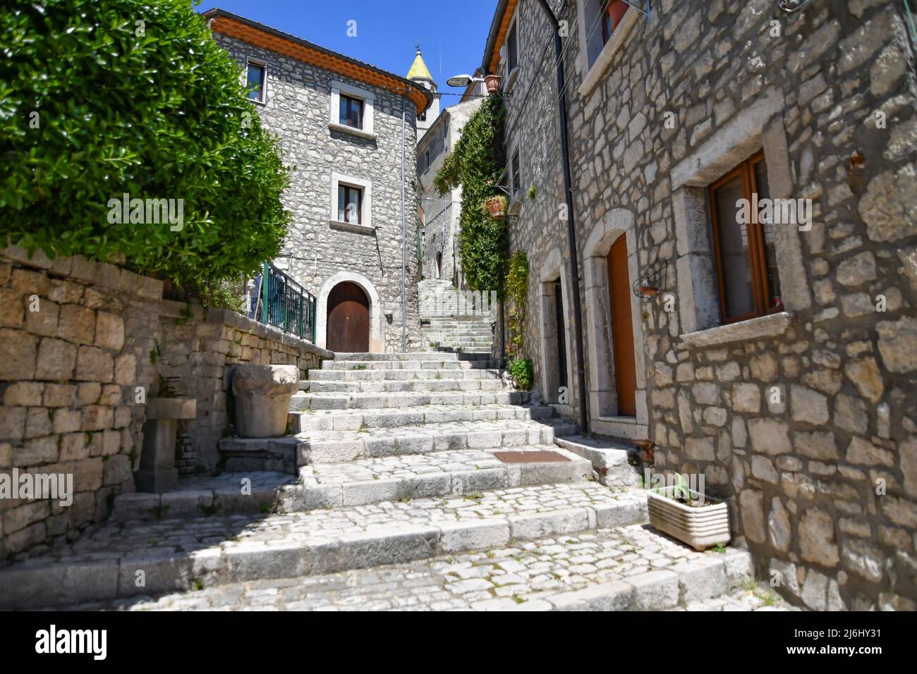 A narrow street in Sepino, a small village in Molise region, Italy ...