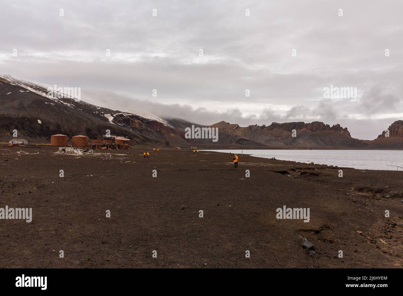 dilapidated buildings of the abandoned whaling and scientific station ...