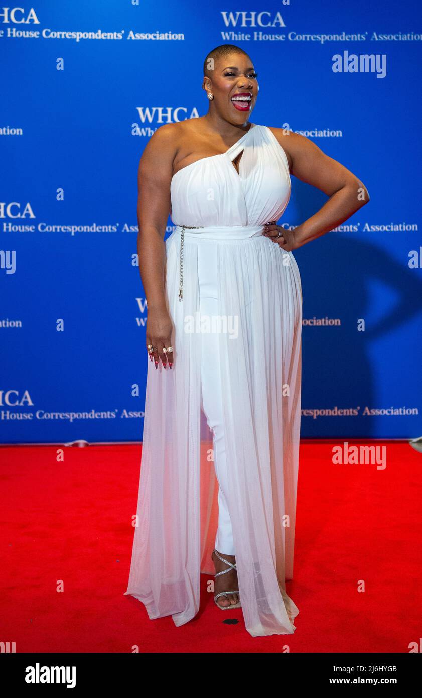 Symone Sanders arrives for the 2022 White House Correspondents ...