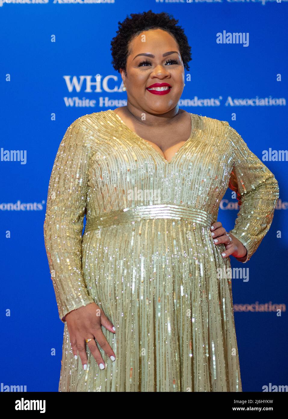 Yamiche Alcindor arrives for the 2022 White House Correspondents ...