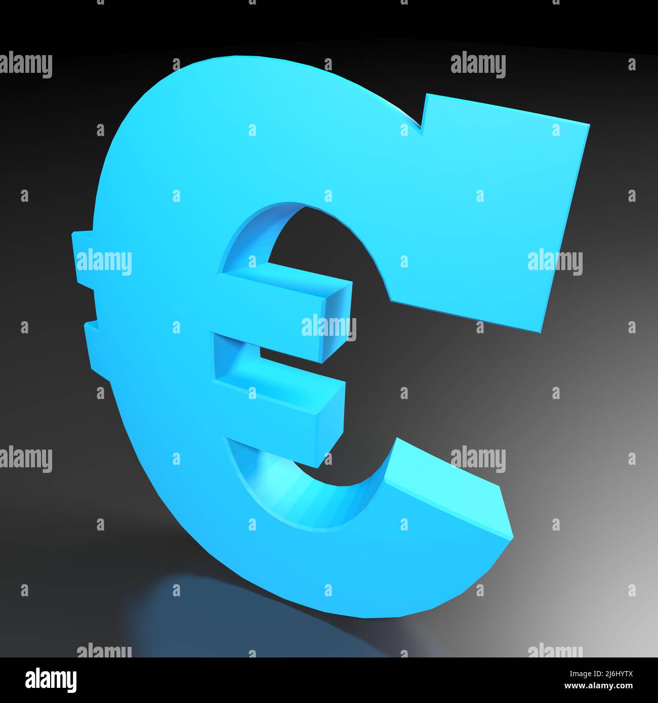 Blue Euro symbol isolated on blcak background - 3D rendering ...