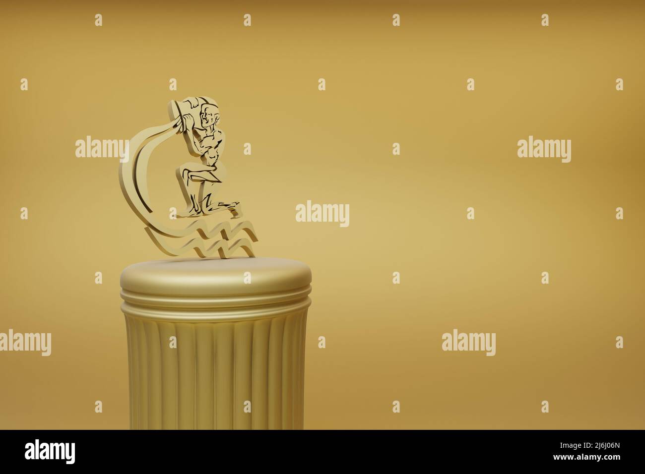 Beautiful abstract illustrations Golden zodiac sign Aquarius symbol ...