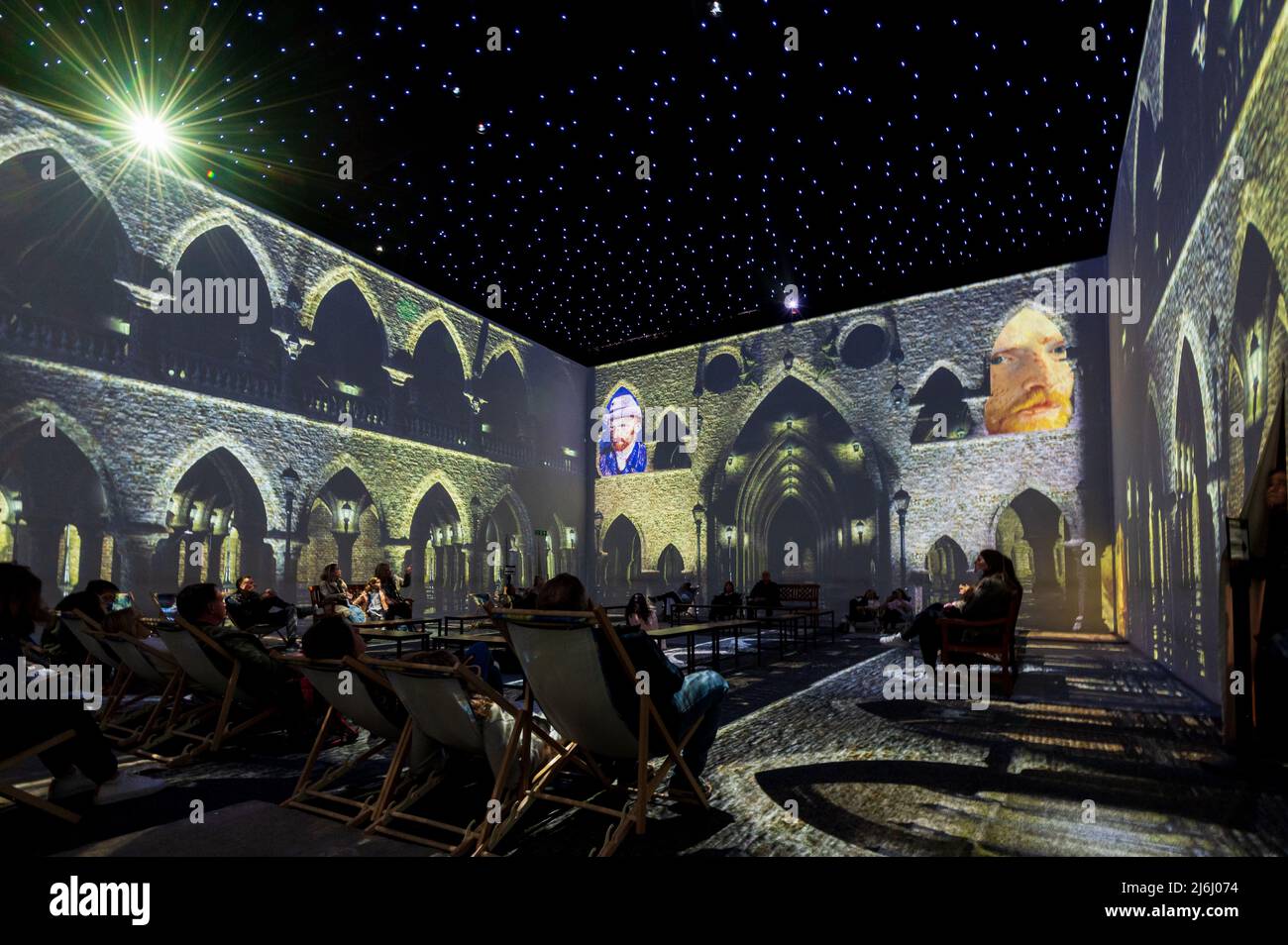 London, UK. 30 Apr 2022. Audience watching 360-degree screen at at Van ...