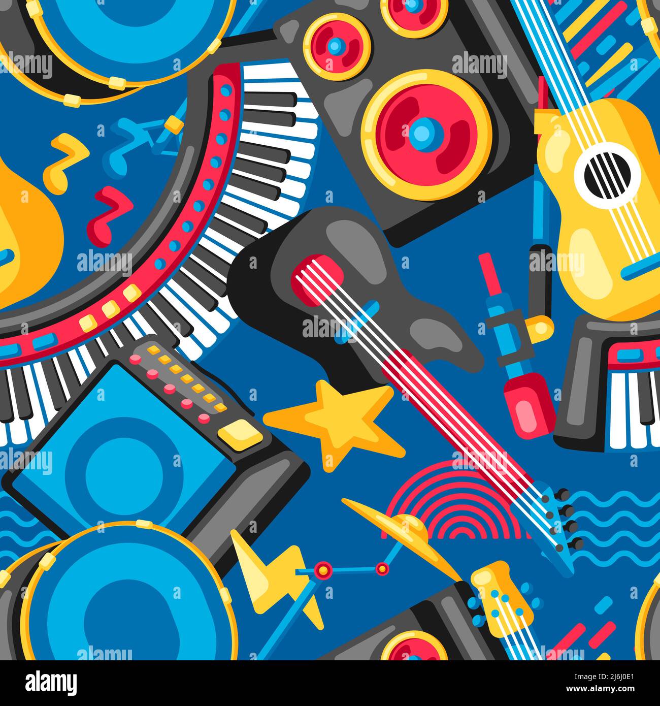 Seamless pattern with musical instruments. Music party or festival ...