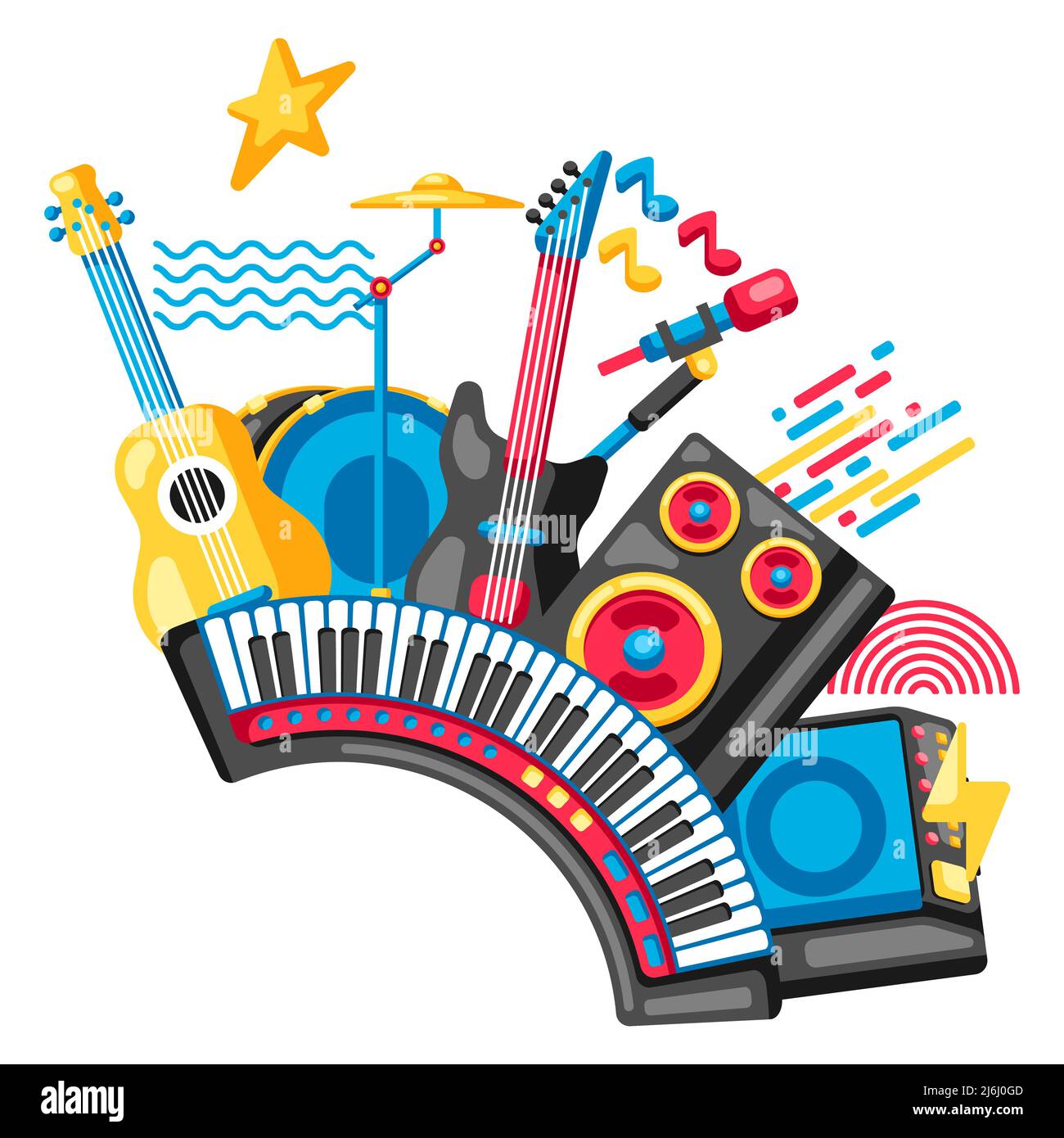 Background with musical instruments. Music party or festival ...