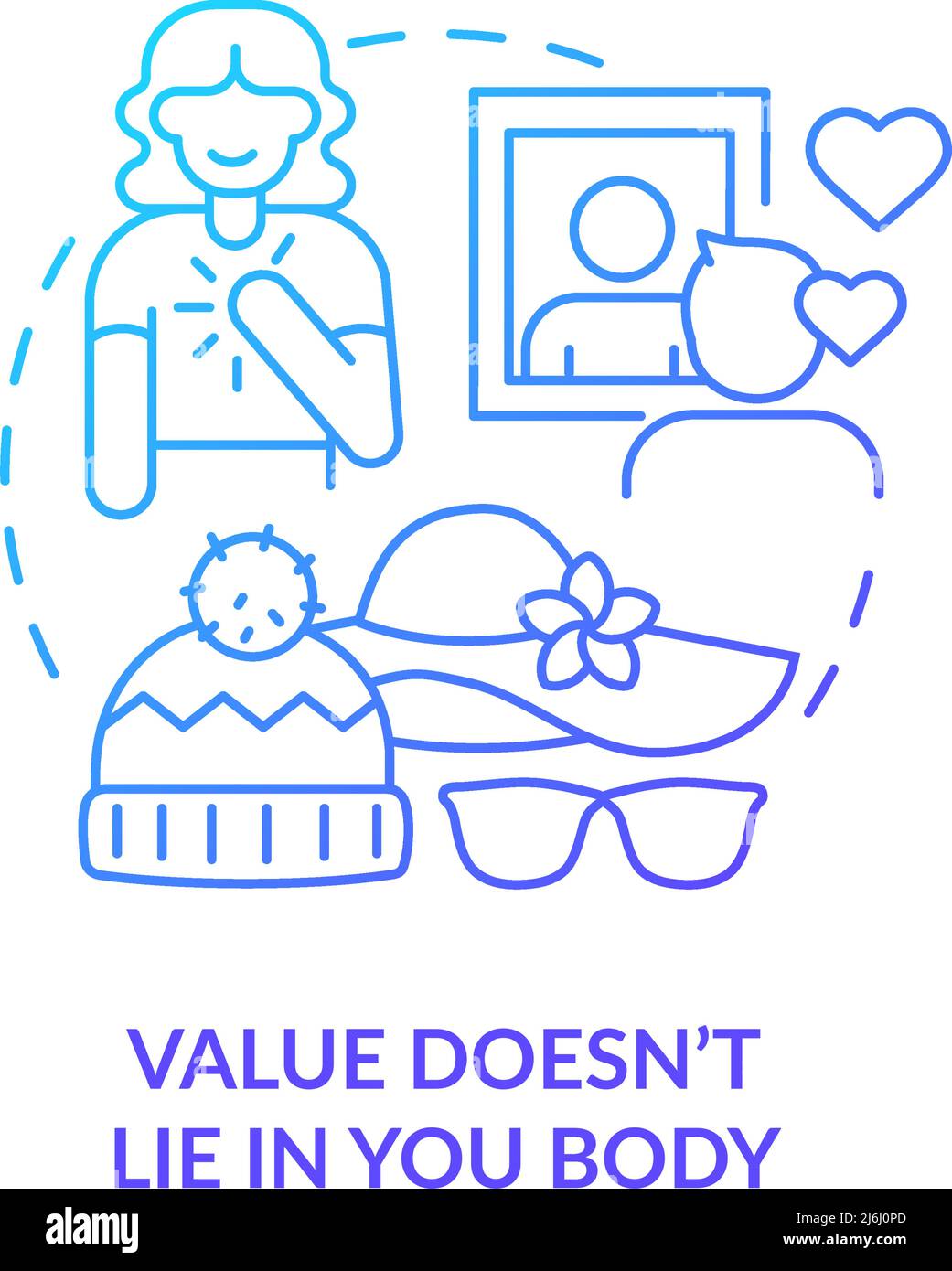 Value does not lie in your body blue gradient concept icon Stock Vector ...