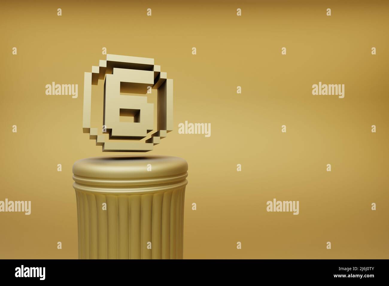 Beautiful abstract illustrations Golden Golden Pixel number 6 symbol ...