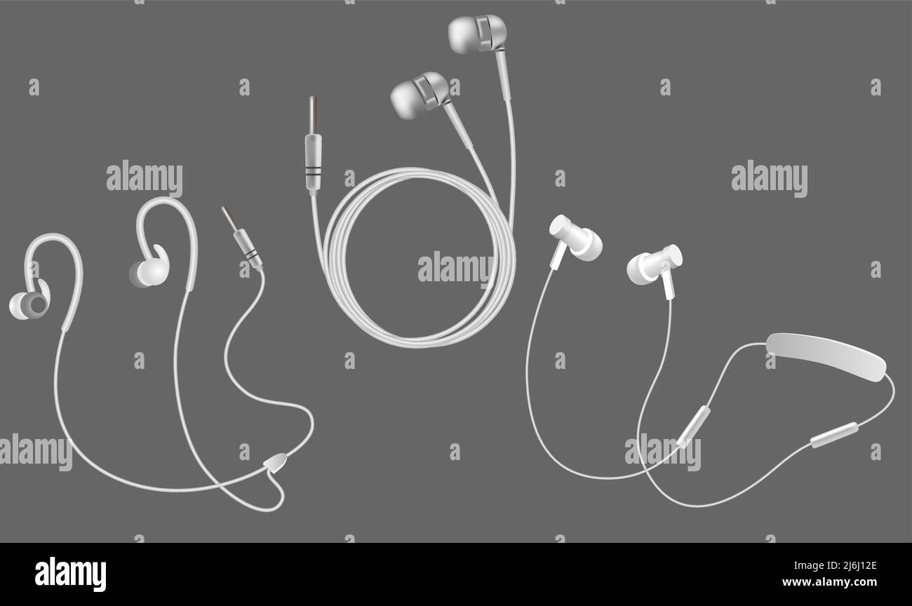 Vector realistic white headphones icon set Stock Vector Image & Art - Alamy