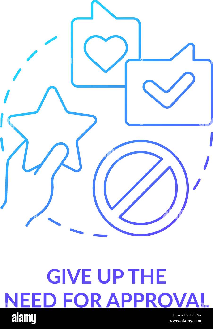 Give up need for approval blue gradient concept icon Stock Vector Image ...