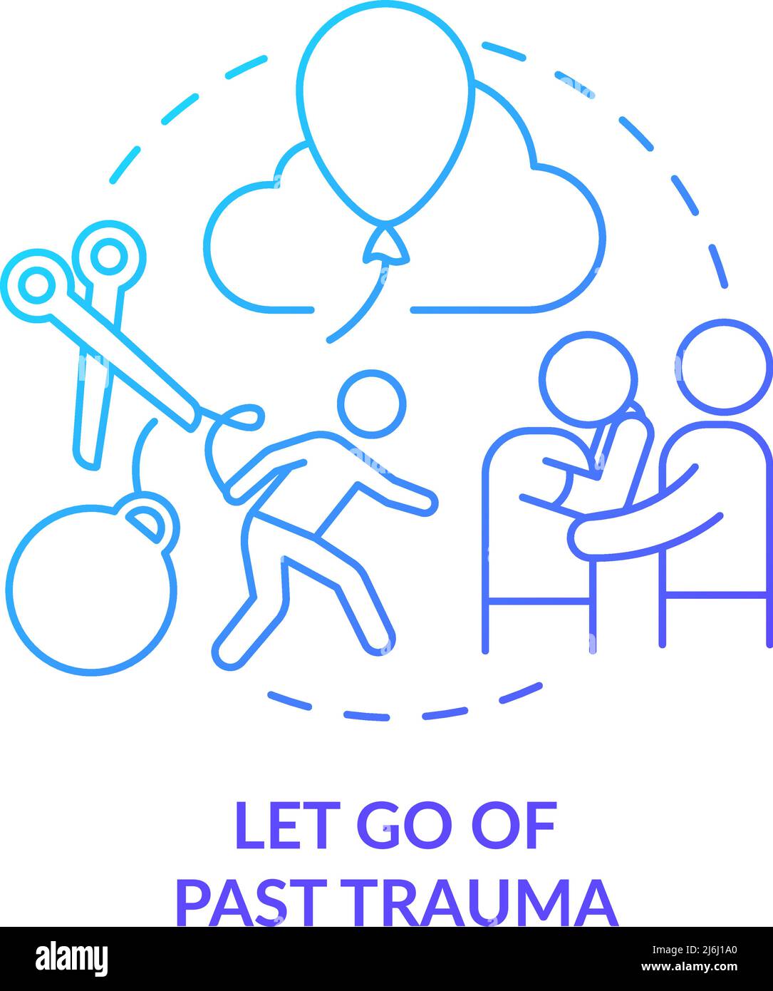 Let go of past trauma blue gradient concept icon Stock Vector Image ...