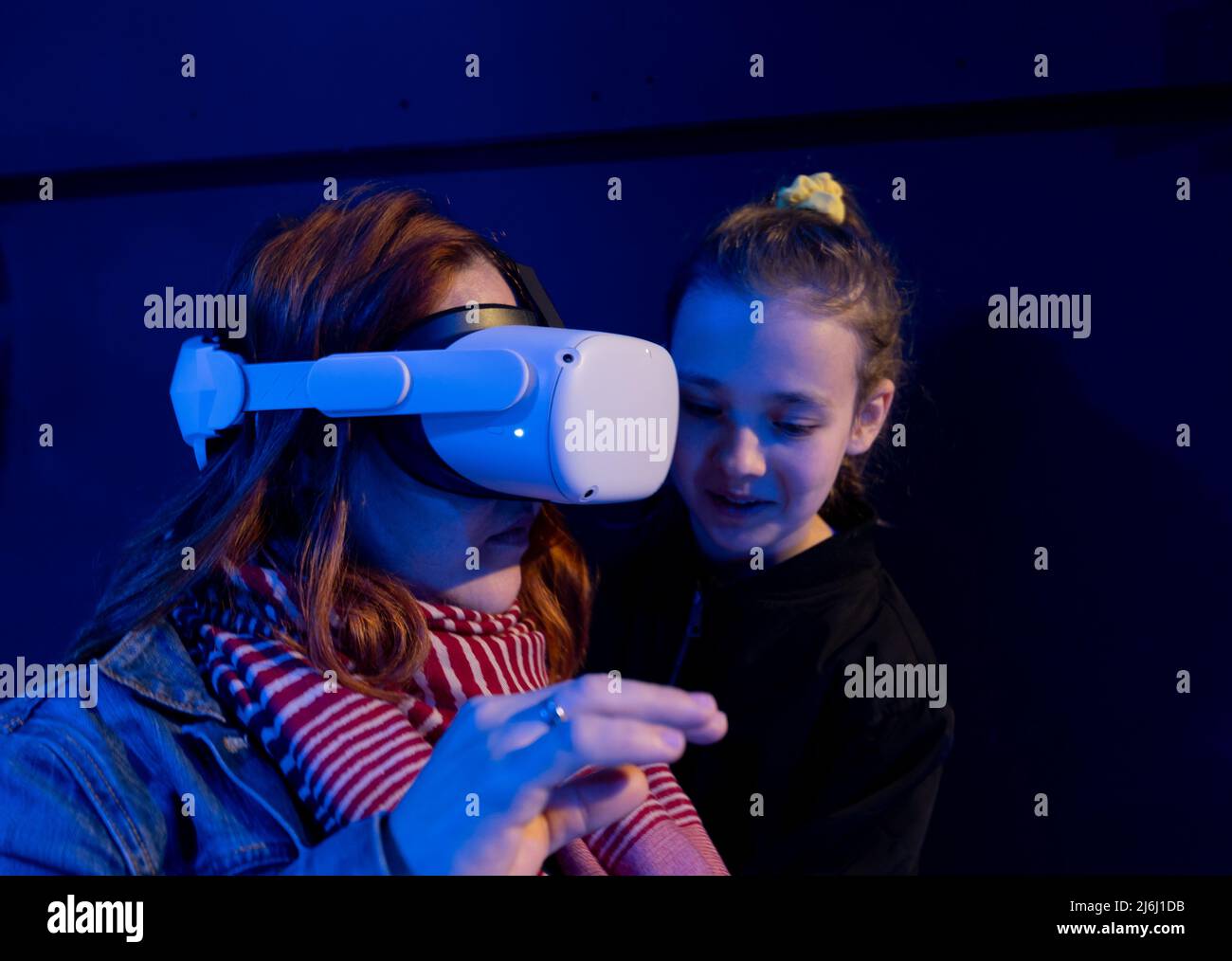 London, UK. 30 Apr 2022. Virtual Reality tour. Visitors wearing VR ...