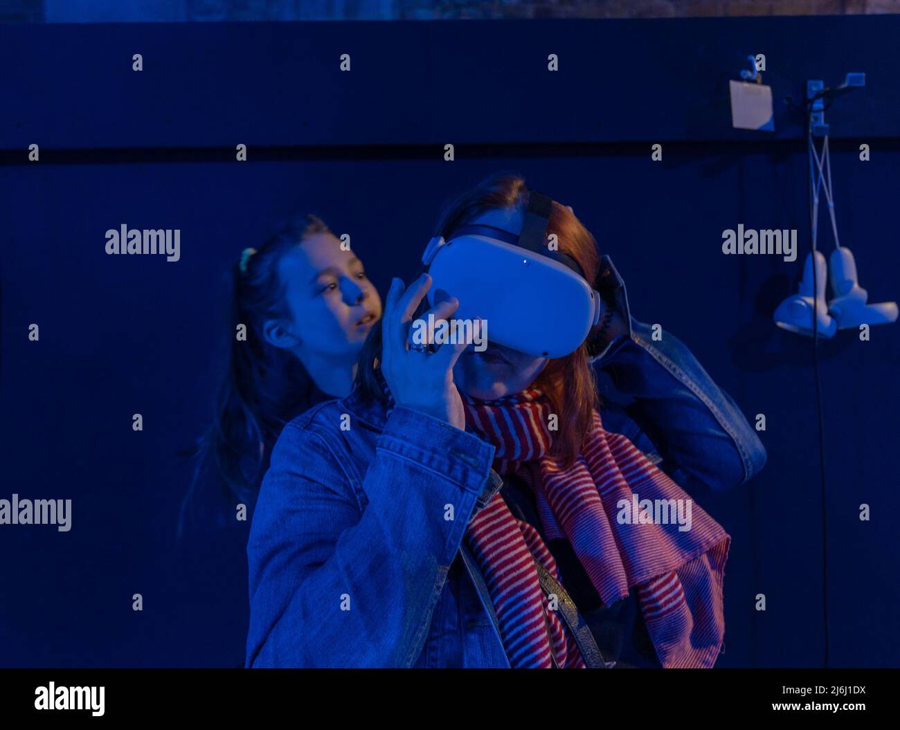 London, UK. 30 Apr 2022. Virtual Reality tour. Visitors wearing VR ...