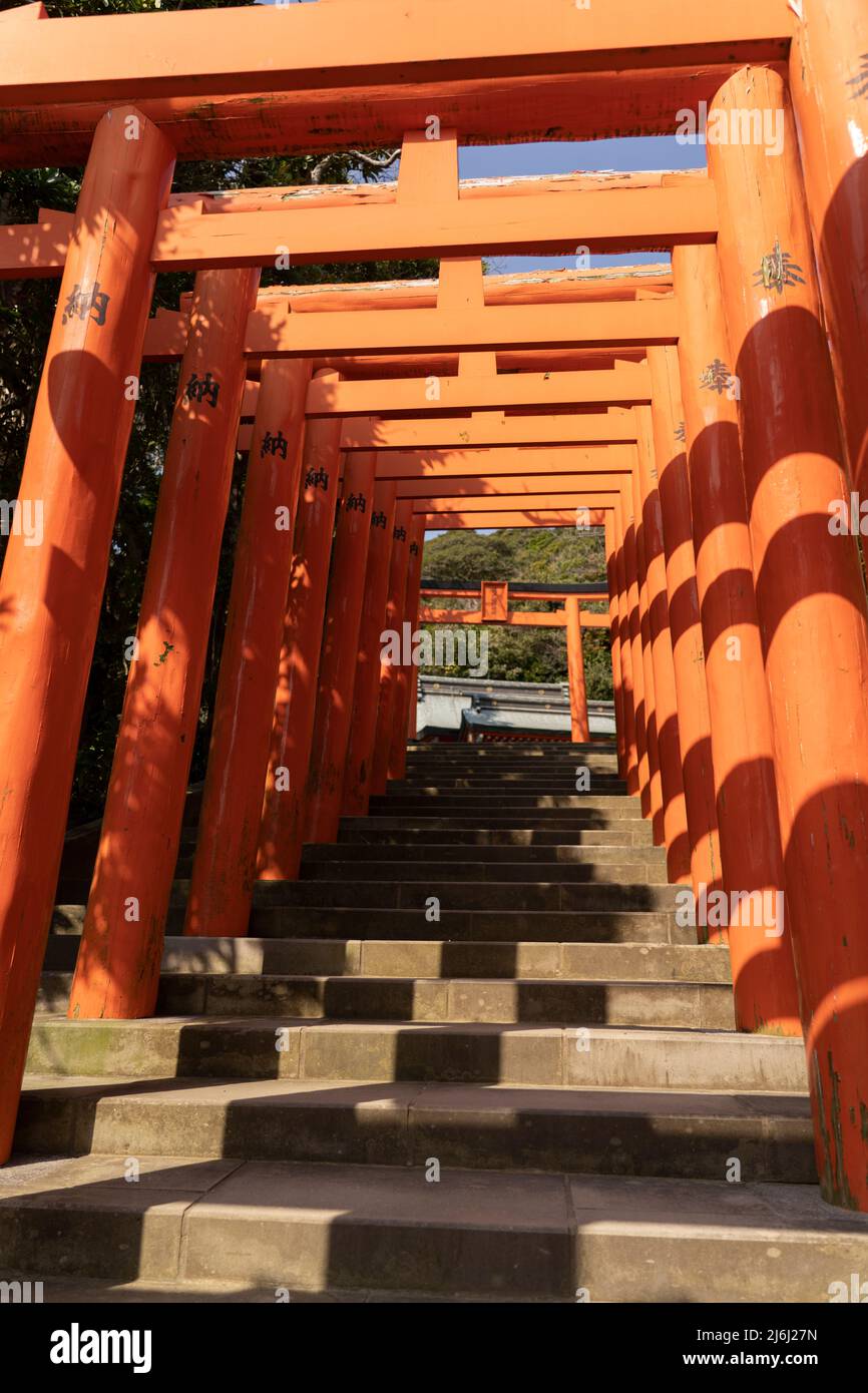 Udo Shrine 鵜戸神宮 (Udo-jingu), Nichinan, Miyazaki, Japan. A cliffside ...
