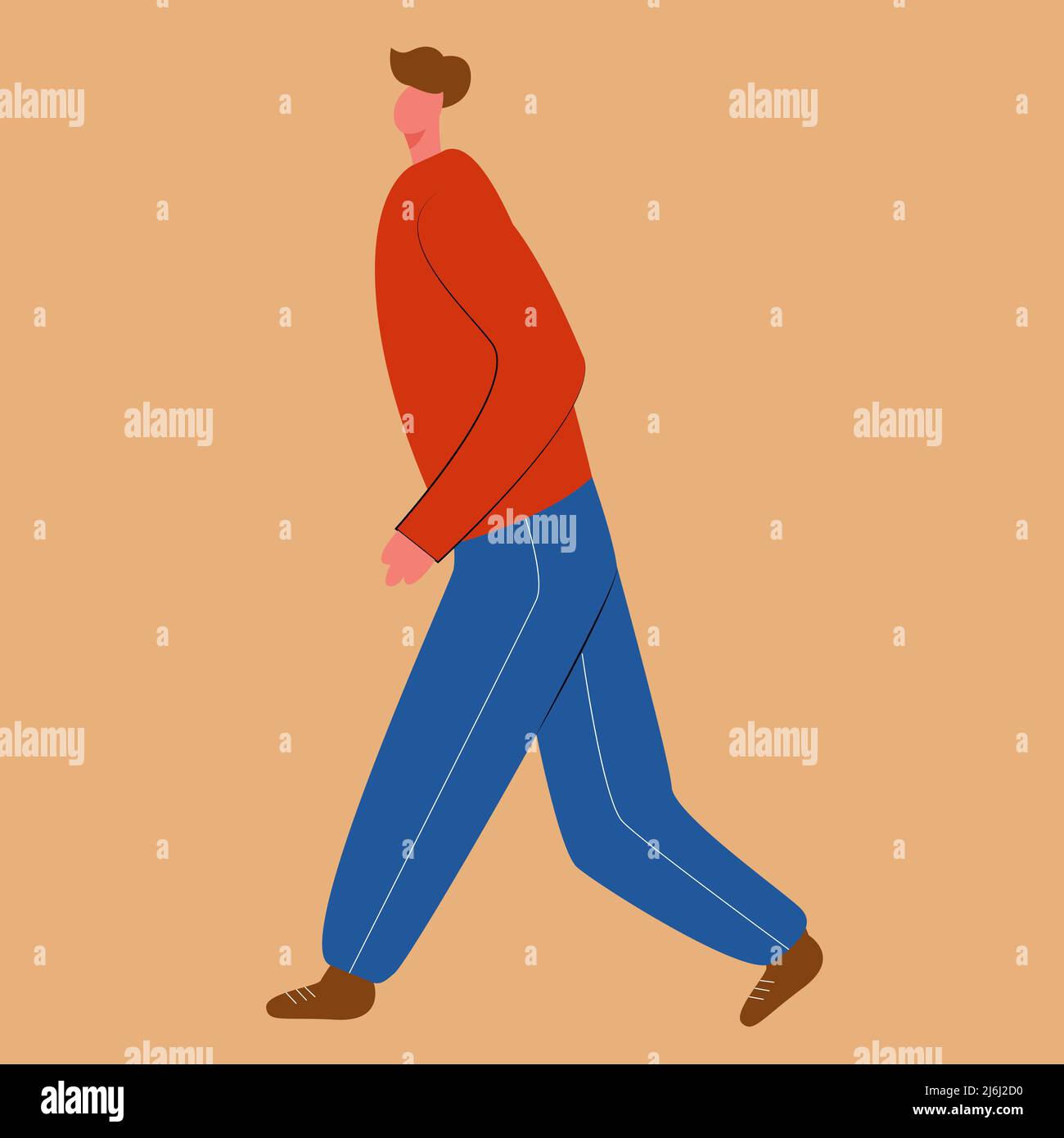 Illustration Vector Design of Walking Man Character Taking Steps ...
