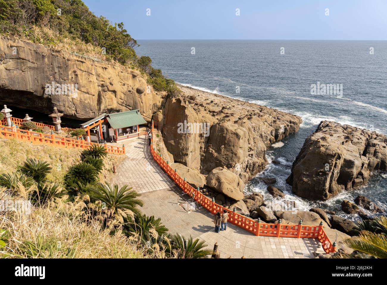 Udo Shrine 鵜戸神宮 (Udo-jingu), Nichinan, Miyazaki, Japan. A cliffside ...