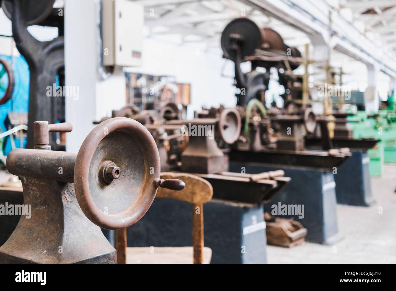 Old machinery from the 19th century to treat metal, exhibited in a museum Stock Photo - Alamy