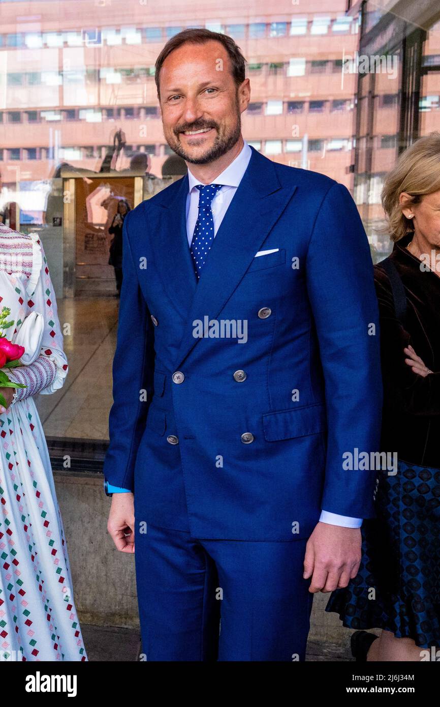 Crown Prince Haakon of Norway during a visit to Karolinska Institutet ...