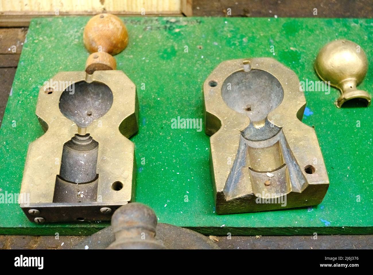 Molds and pieces to create copper utensils through extrusion of molten ...