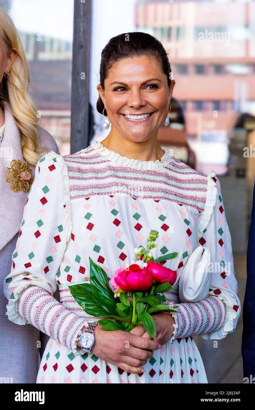 Crown Princess Victoria of Sweden during a visit to Karolinska ...