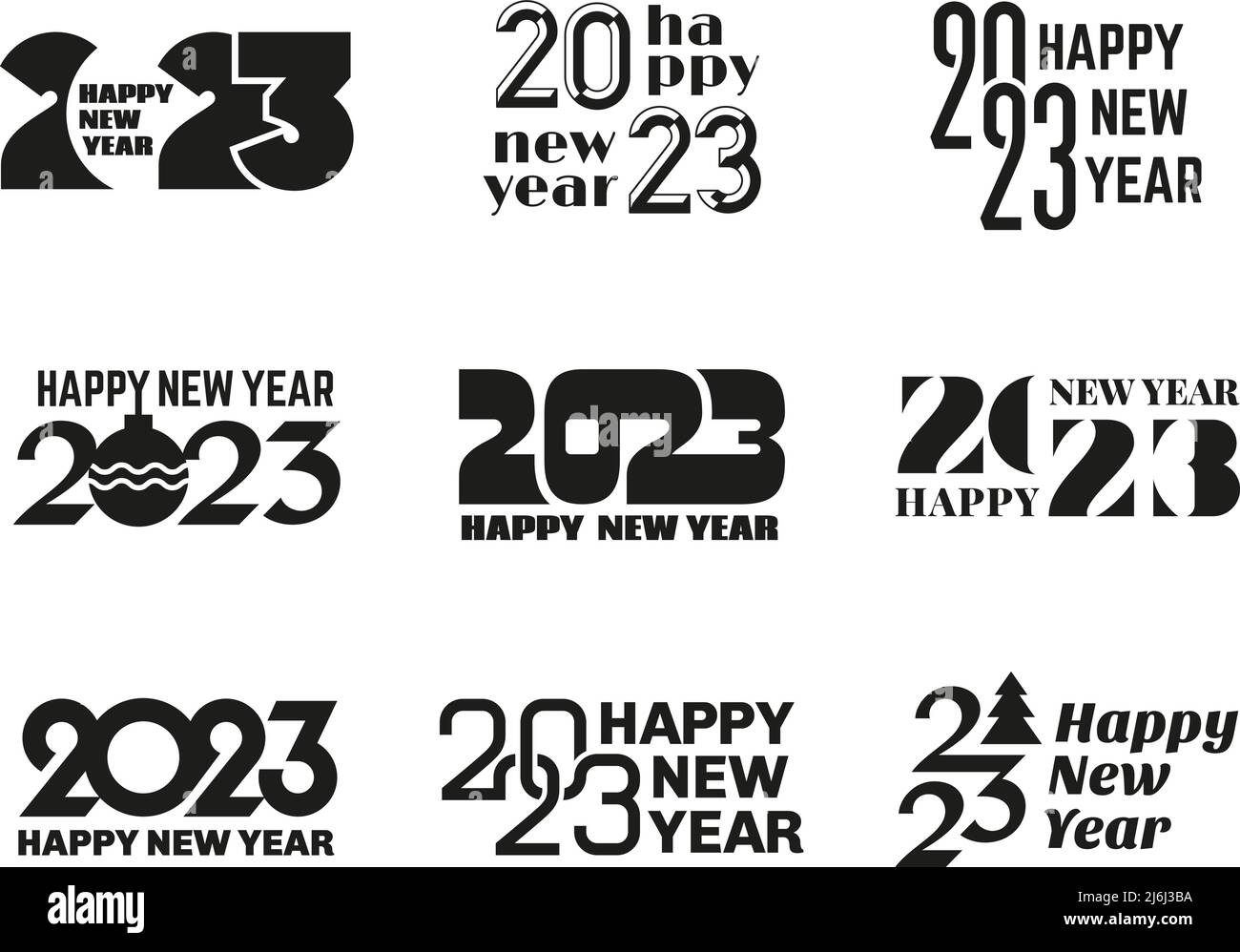 New year 2023 labels. Creative numbers for calendar. Celebration logo ...