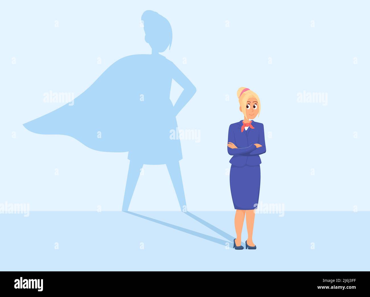 Executive woman. Empowered female character with superhero shadow in ...