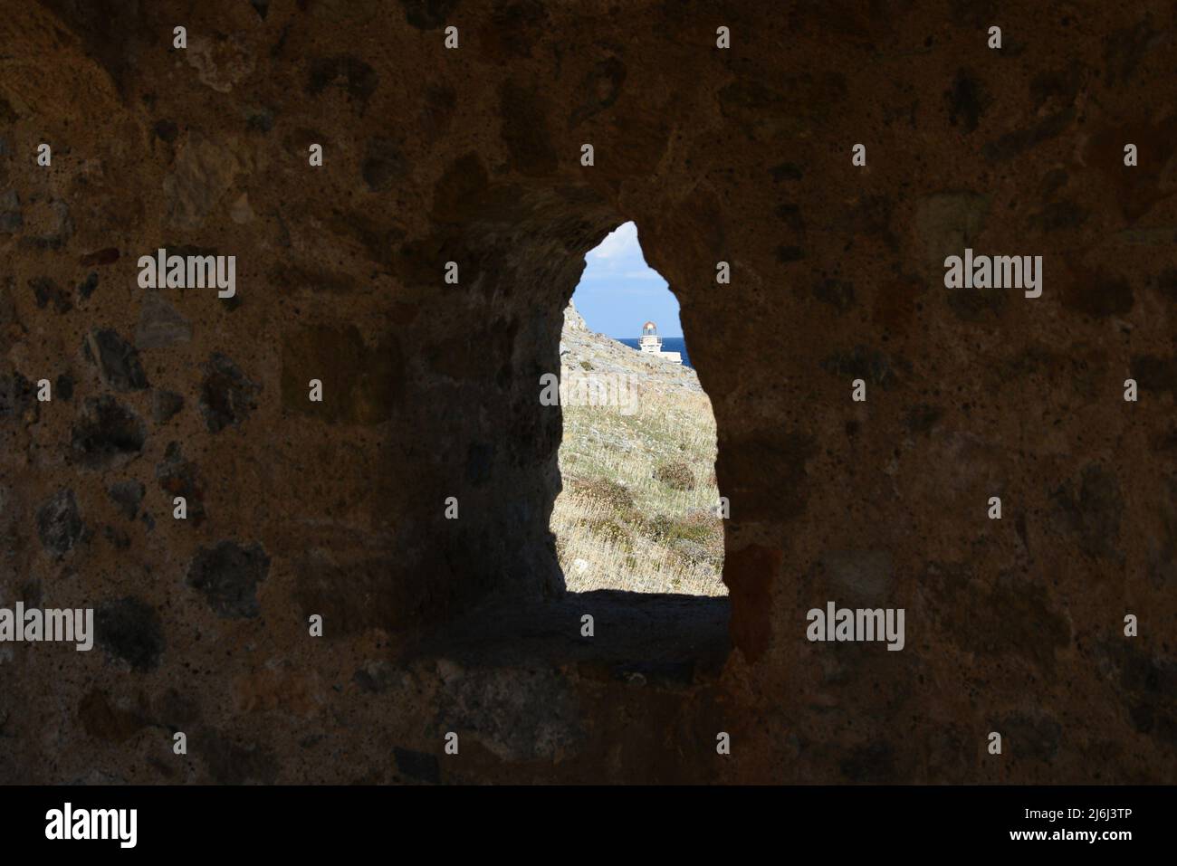 Landscape with panoramic view of the 19th century stone Lighthouse, a ...