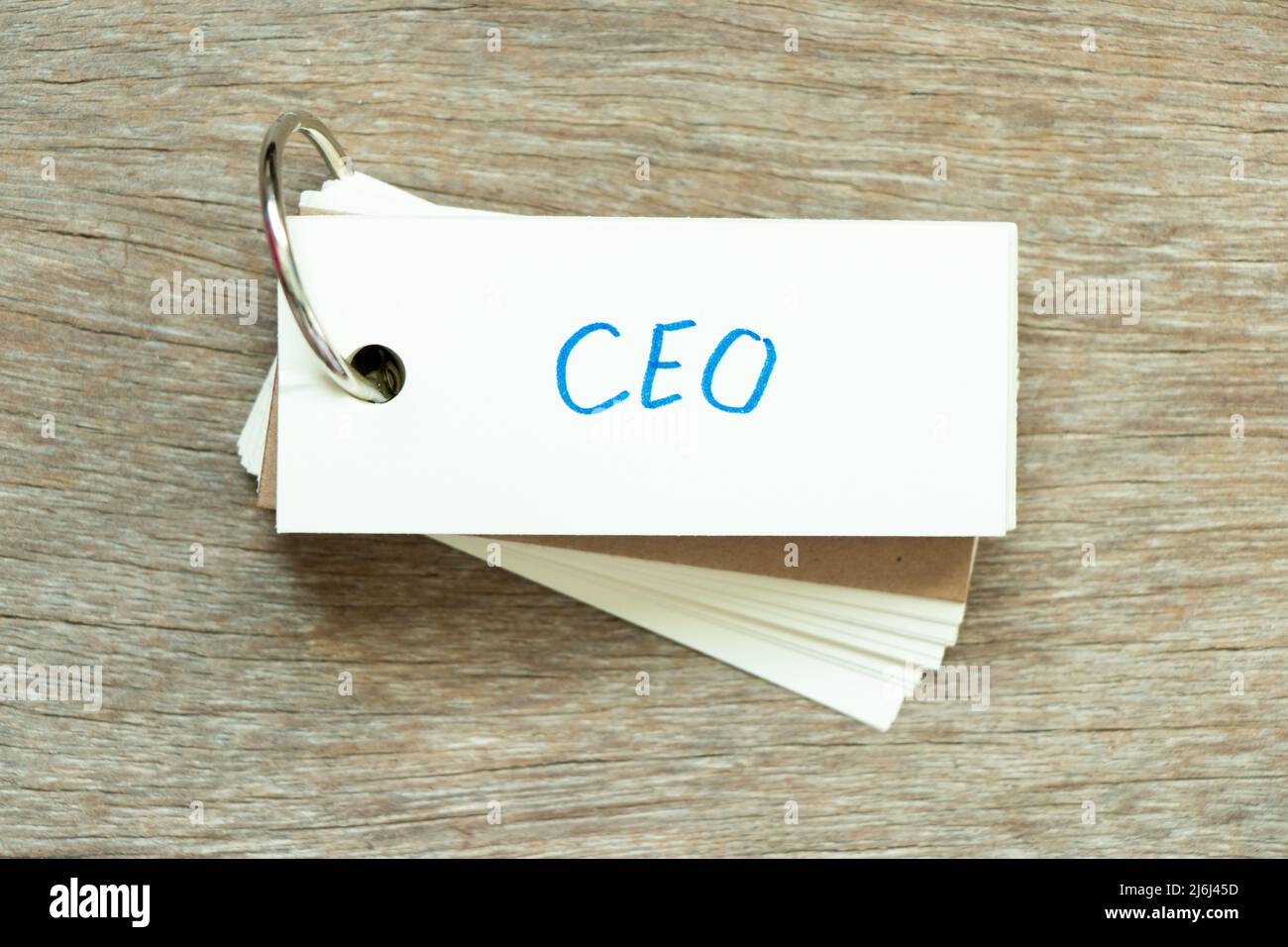 Flash card with handwriting word CEO (Abbreviation of Chief Executive ...