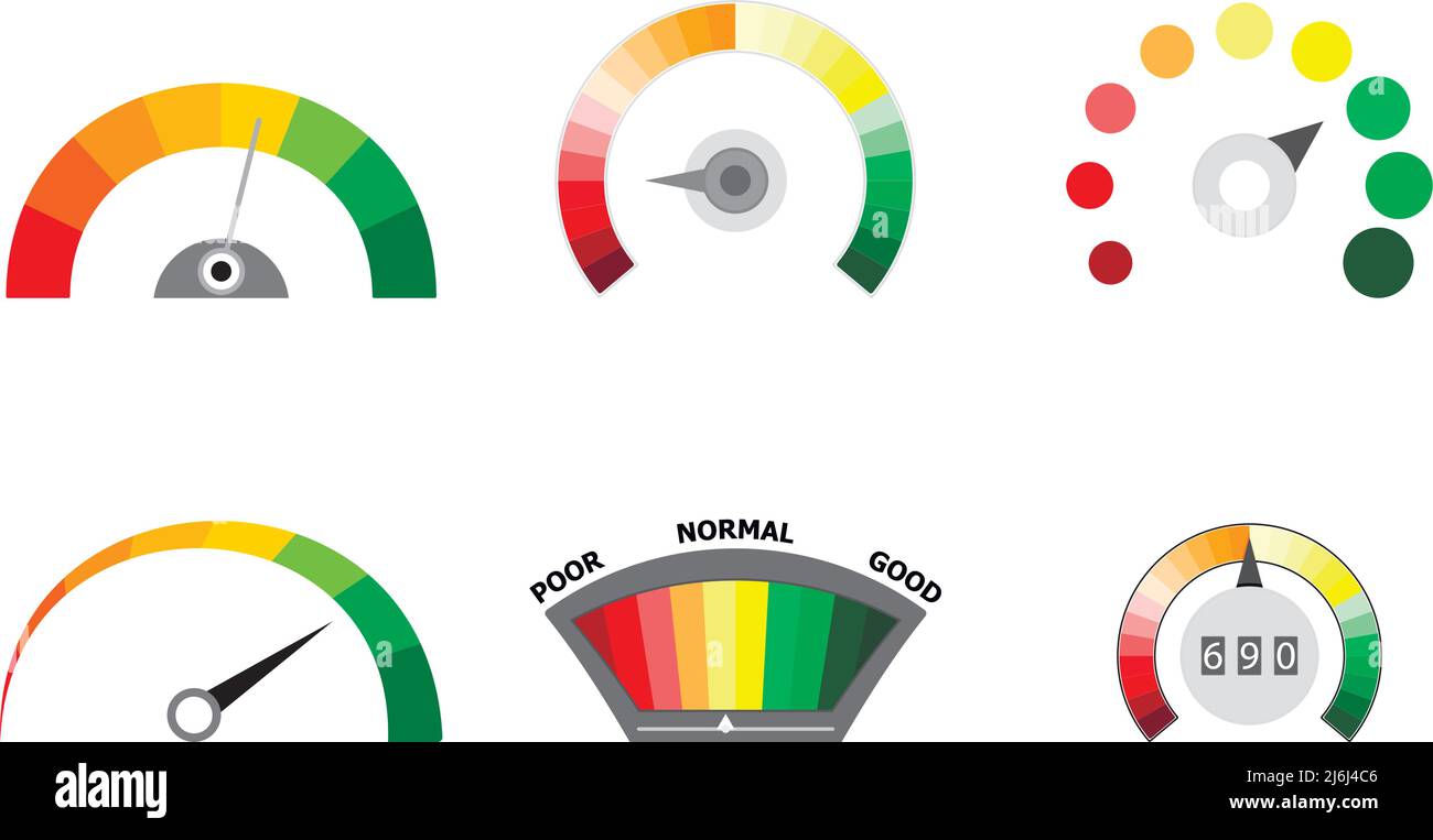 Set of indicators spectrum device measure credit score. Vector credit ...