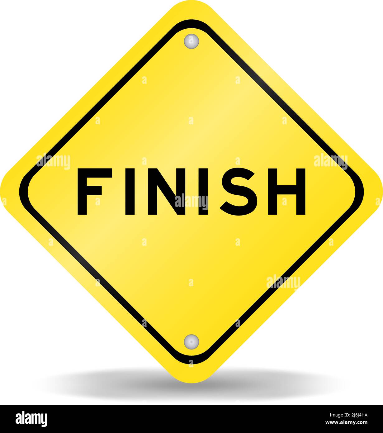 Yellow color transportation sign with word finish on white background ...