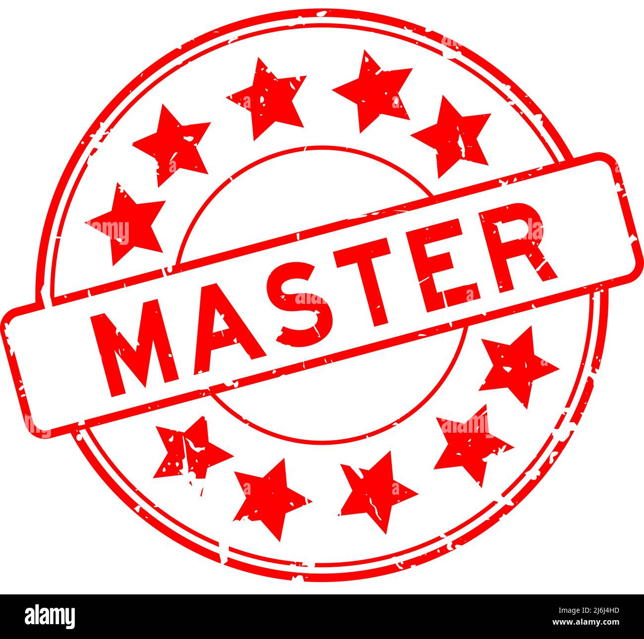 Grunge red master word with star icon round rubber seal stamp on white background Stock Vector ...