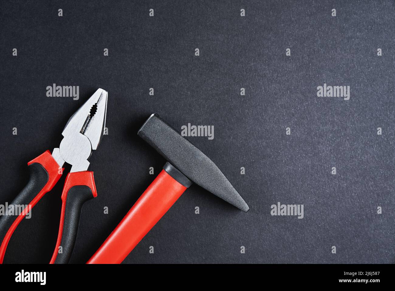 Set of tools for repair and maintenance on black background Stock Photo ...