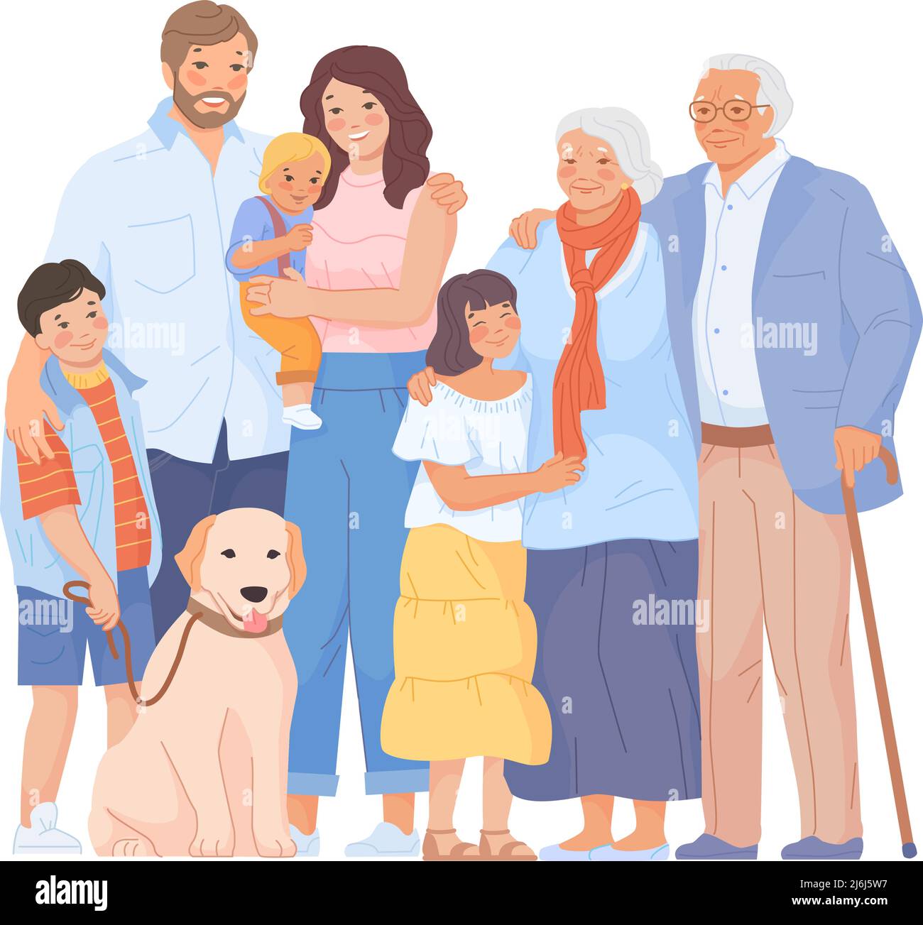 Relatives of big family. Families of teens and seniors people ...