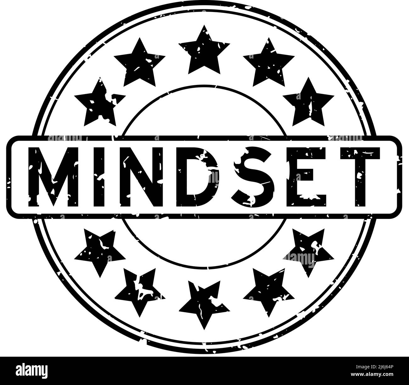Grunge black mindset word with star icon round rubber seal stamp on ...