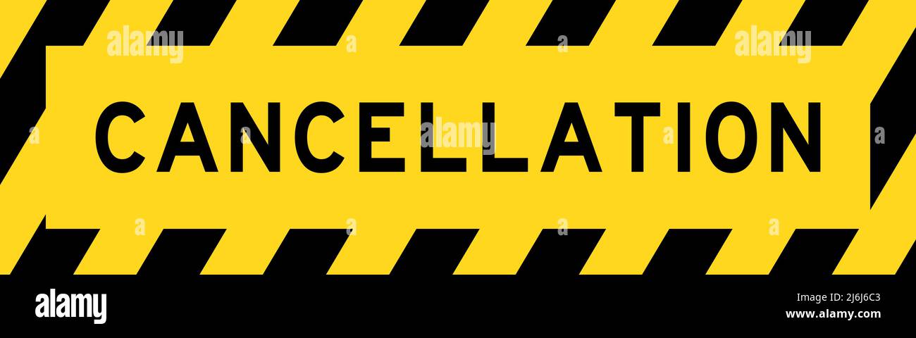 Yellow and black color with line striped label banner with word ...