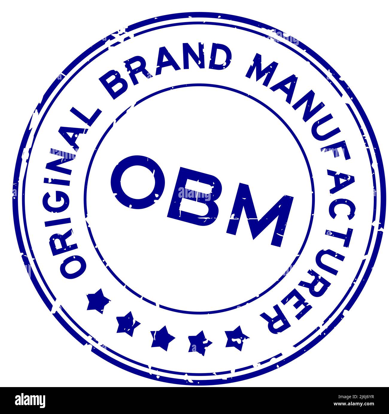 Grunge blue OBM Original Brand Manufacturer word round rubber seal ...