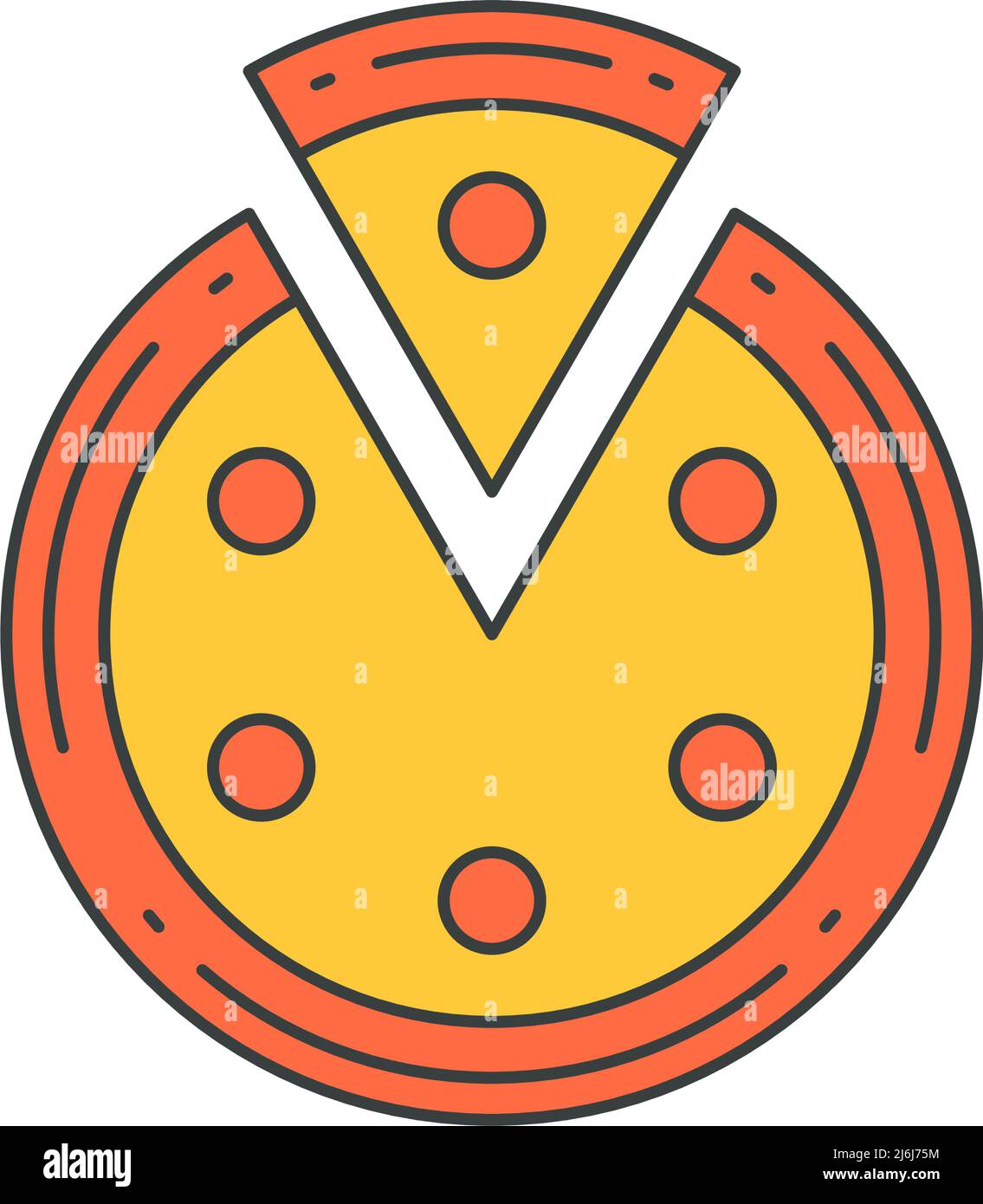 Circle pizza with cutted triangle slice top view pop art groovy t shirt ...