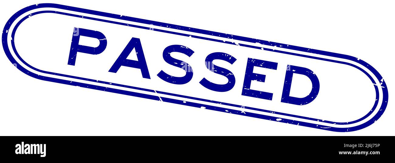 Grunge blue passed word rubber seal stamp on white background Stock ...